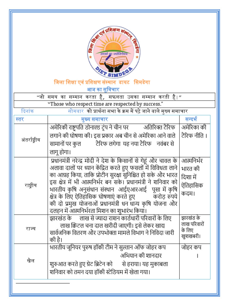 Morning Assembly Content-13!10!2025 | PDF