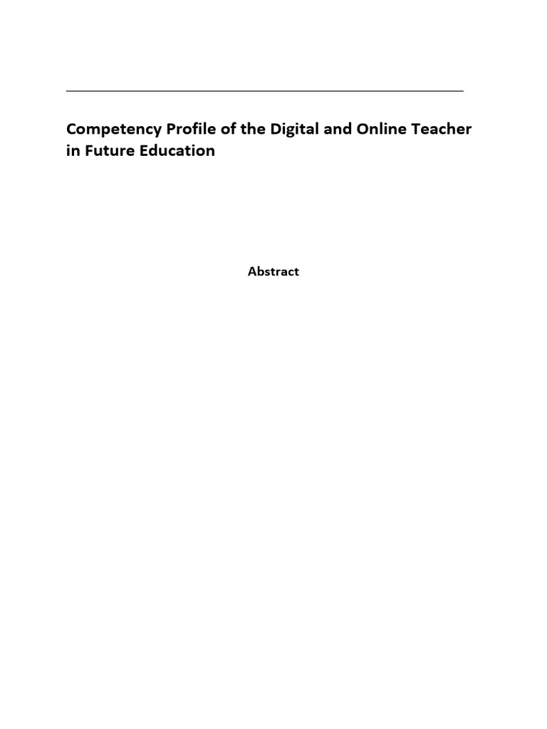Competency Profile of The Digital and Online Teacher in Future ...