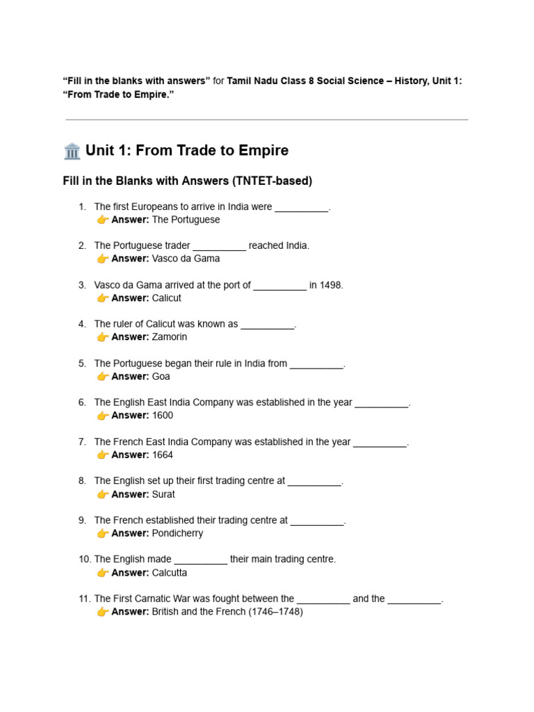 History Class 8 Unit 1 (EM) | PDF | British India