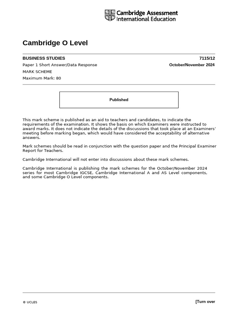 Business Paper 1 Mark Scheme | PDF | Taxes | Recycling