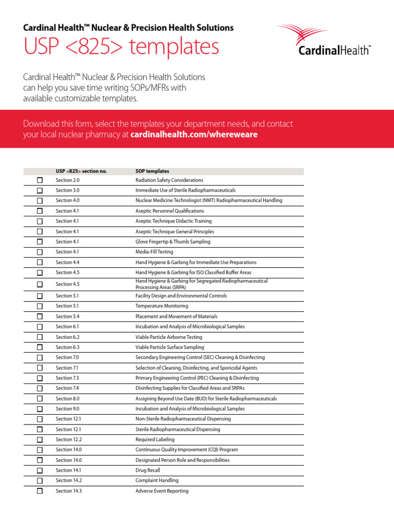 Cardinal Health USP 825 Templates | PDF | Disinfectant | Medicine