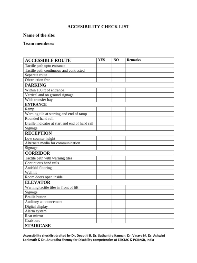 Accessibility Checklist for Facilities | PDF