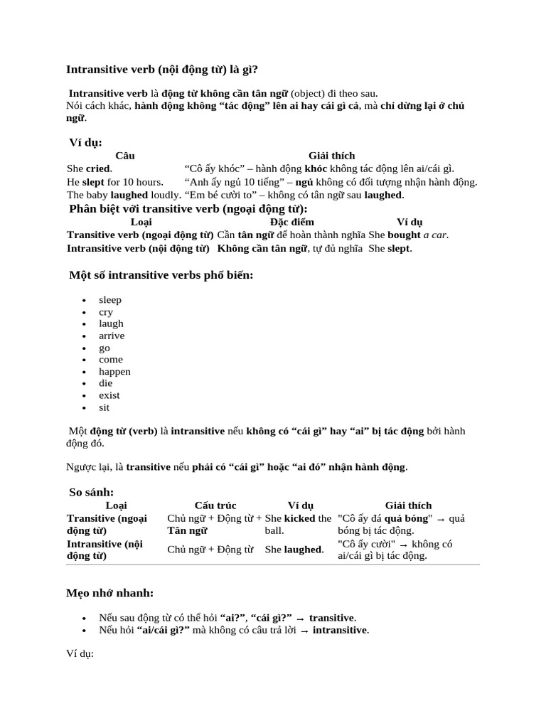 Intransitive Verb | PDF