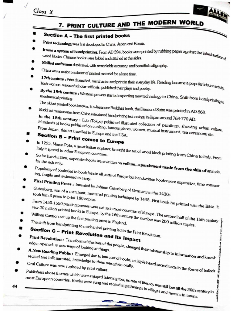 Print Culture Summary | PDF