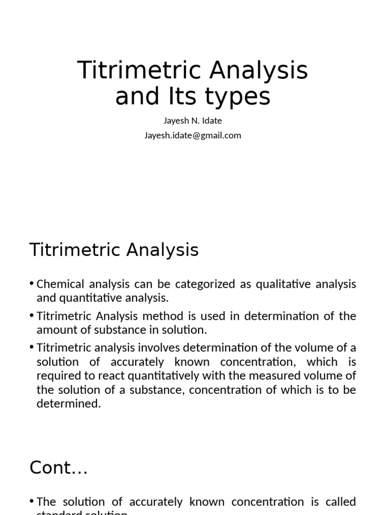Titrimetric Analysis and Its Types | PDF | Titration | Chemistry