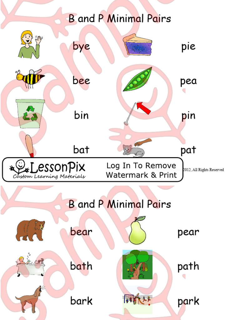 B and P Minimal Pairs Resource | PDF