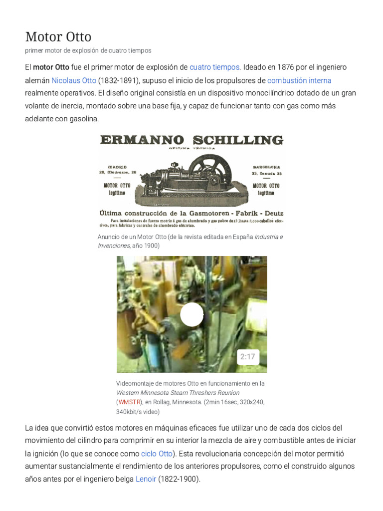 Motor Otto - Wikipedia, La Enciclopedia Libre | PDF | Motores ...