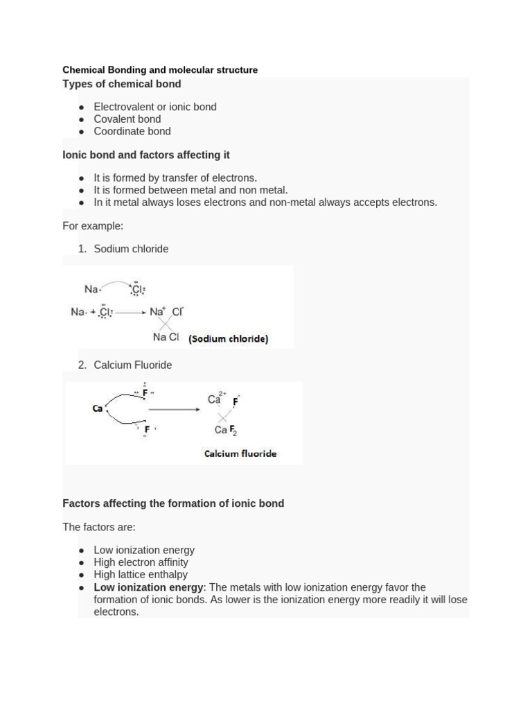 Chemical Bonding and Molecular Structure - 1 | PDF | Chemical Bond | Ion