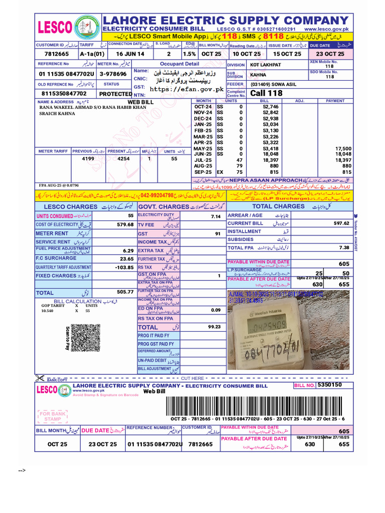 Web Bill Overview for October 2025 | PDF