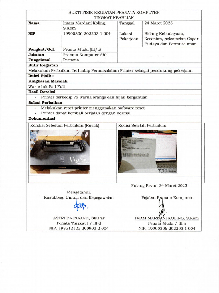 Layanan Perbaikan Printer Maret | PDF