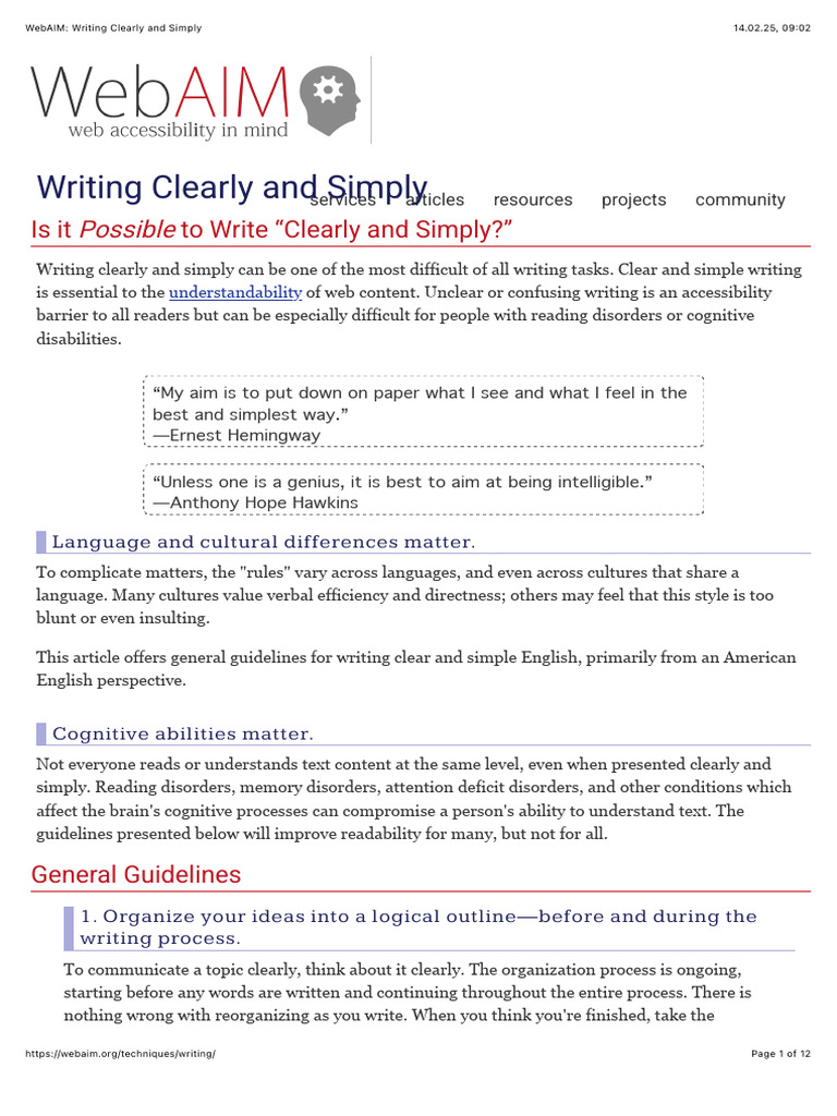 Guidelines for Clear Writing | PDF