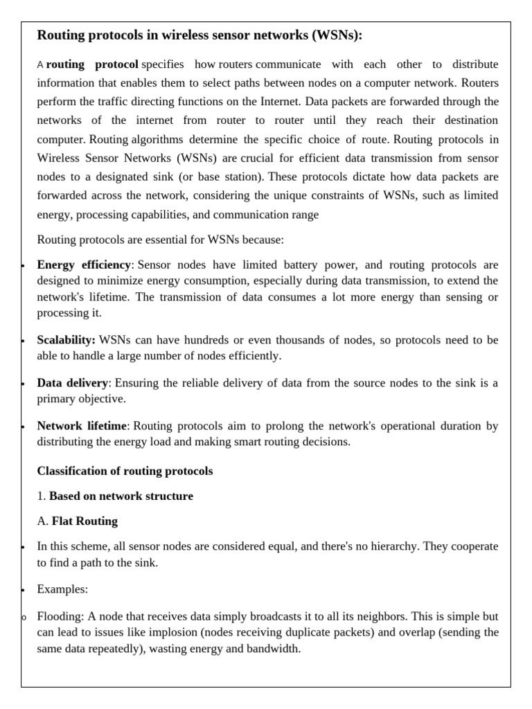 Routing Protocols for Wireless Sensor Networks | PDF | Routing ...