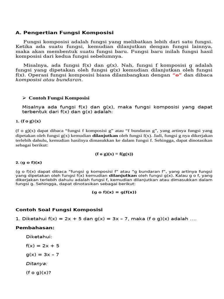 Definisi dan Contoh Fungsi Komposisi | PDF