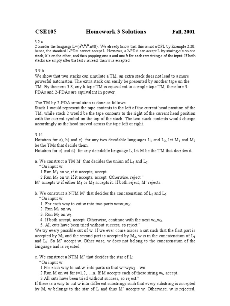 HW 3 Ans | PDF | Time Complexity | Theory Of Computation