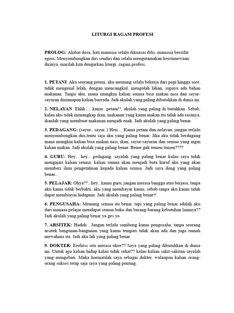 Liturgi Ragam Profesi Manusia | PDF