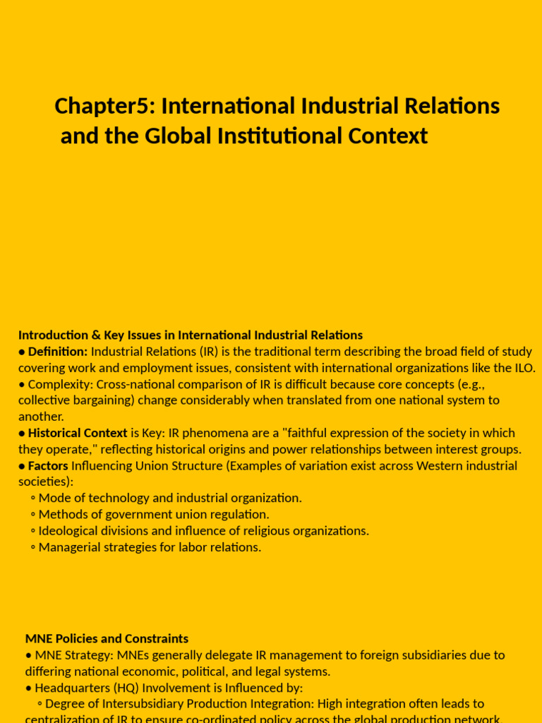 Global Context of Industrial Relations | PDF | Multinational ...