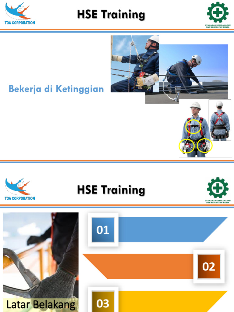 HSE Training Working at Height Training - Bahasa TOA | PDF