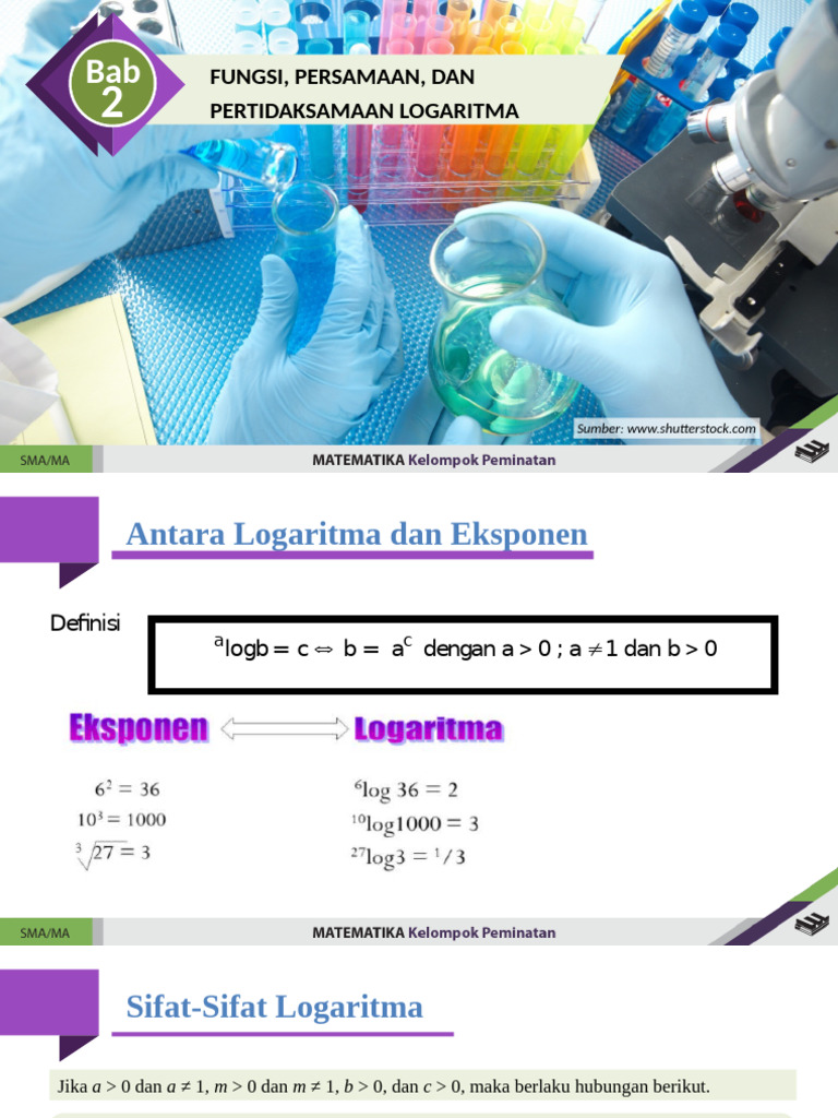 BAB 2 - Logaritma (Pertemuan 1 - Sifat2 Logaritma) | PDF