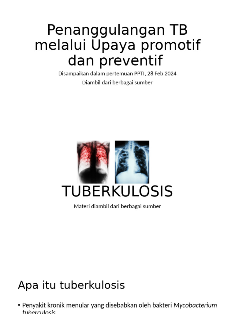 Penanggulangan TB Melalui Upaya Promotif Dan Preventif. PPTI | PDF
