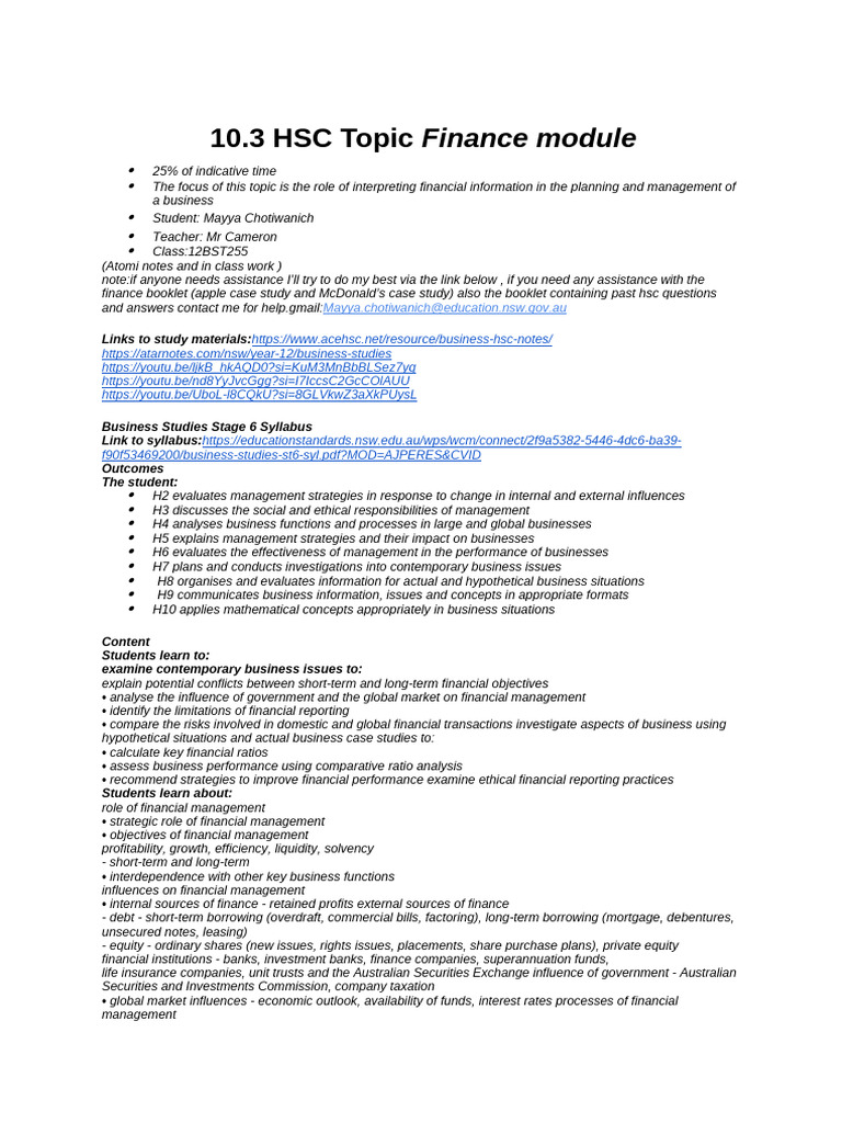 Business Notes Finance Depth 2025 | PDF | Interest | Interest Rates