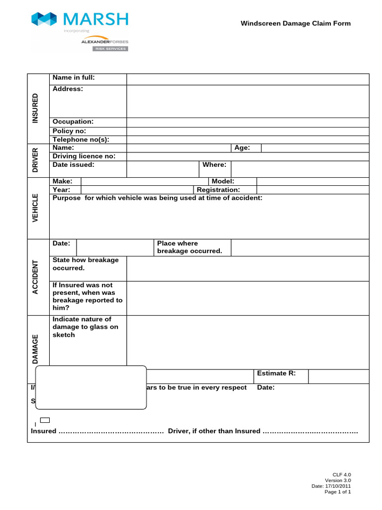 Glass Claim Form | PDF