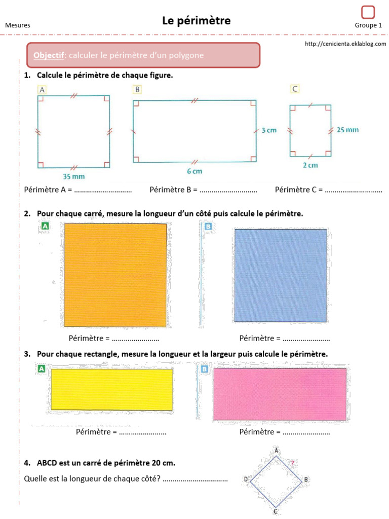 Calculs de périmètre et mesures variées | PDF | Géométrie euclidienne ...