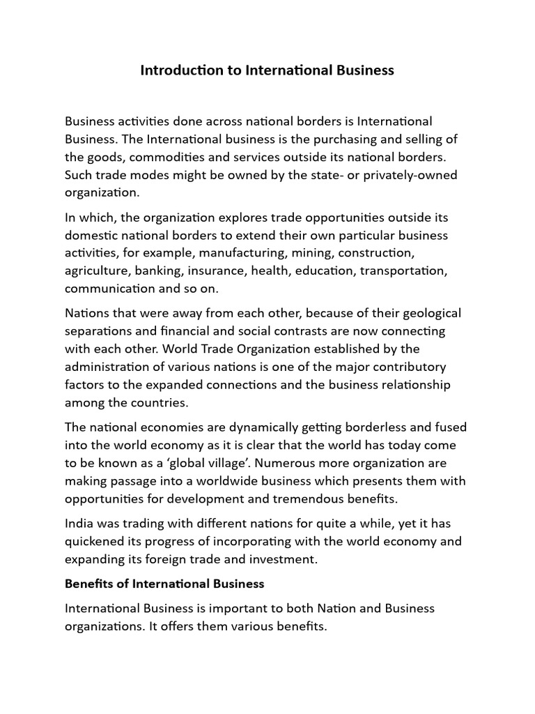 Understanding International Business Basics | PDF | Globalization ...