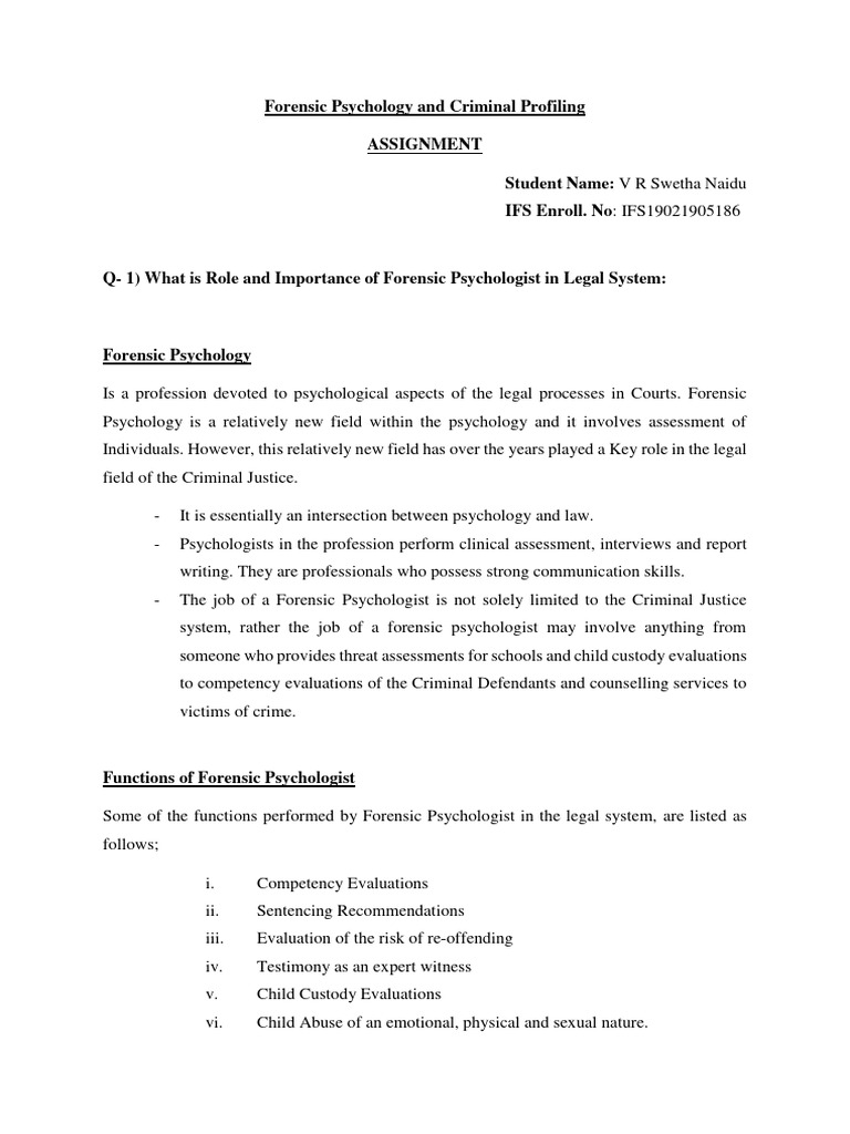 Forensic Psychology in Criminal Profiling | PDF | Offender Profiling ...