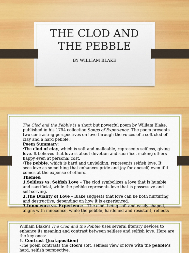 The Clod and The Pebble | PDF | Love | Poetry