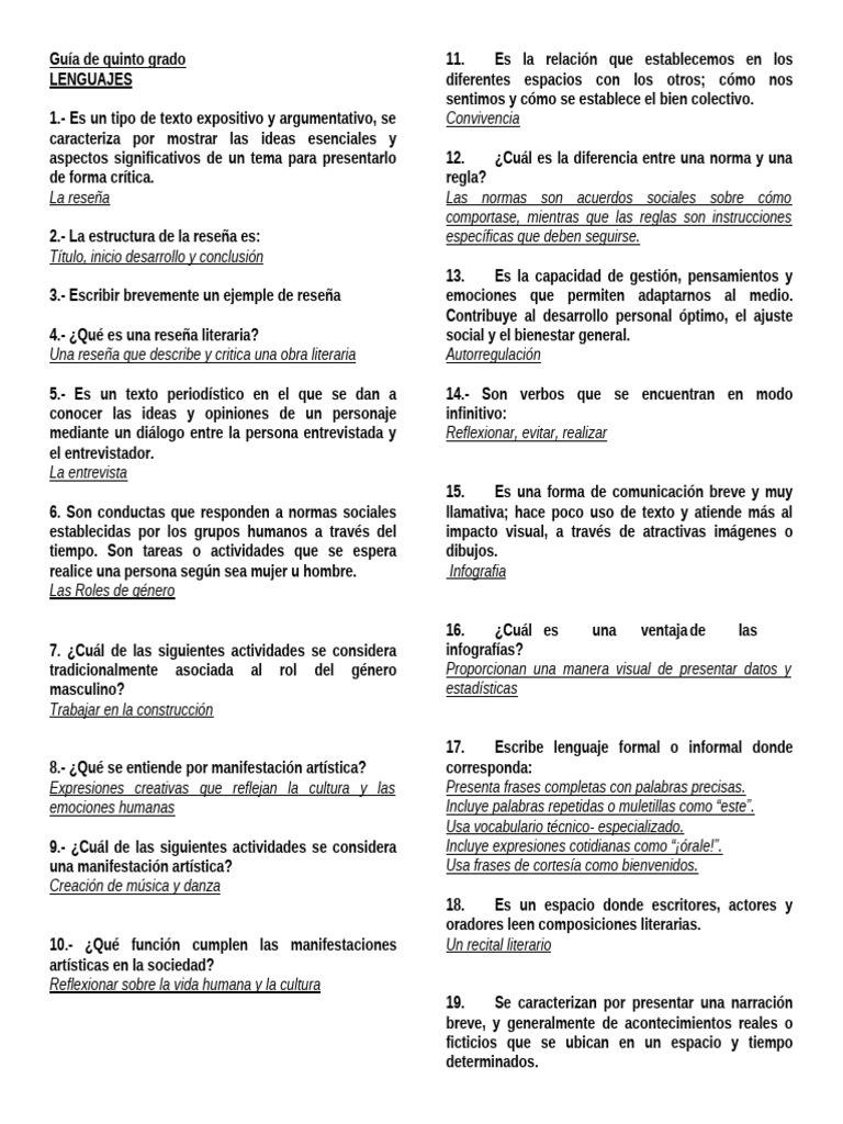 Guía de Lenguaje y Ciencias Quinto Grado | PDF | Flores | Comportamiento