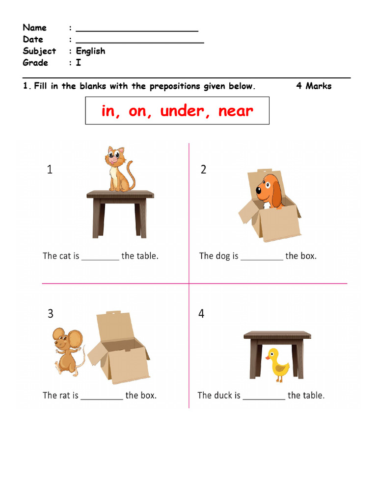 Grade I English Entrance Paper | PDF