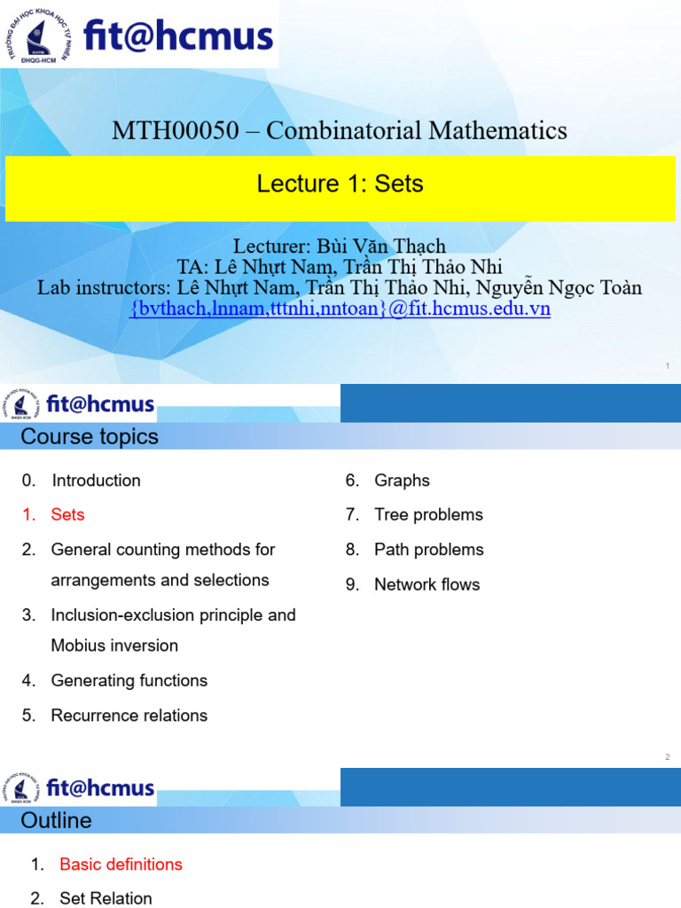 (Uploaded) (Mathematical Combinatorics) Lecture 1. Sets | PDF | Set ...