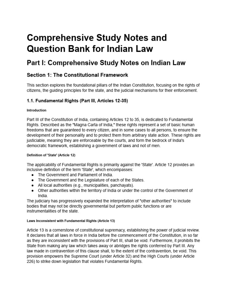 Indian Law Study Notes & Question Bank | PDF | Evidence (Law) | Lawsuit