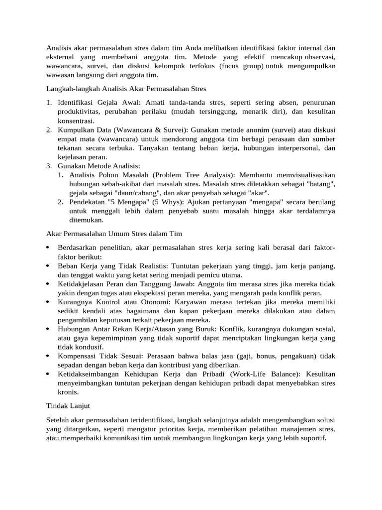 Analisis Stres dalam Tim Anda | PDF