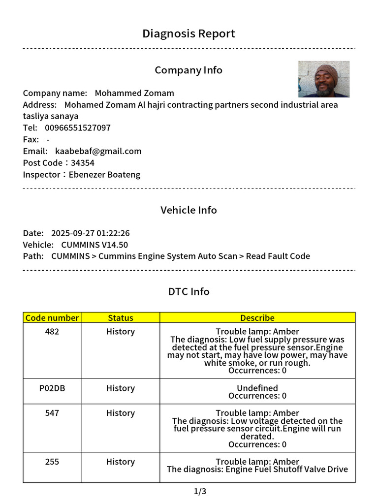 DTC - Cummins V14.50 - 20250927012225244 - 082746 | PDF | Electricity | Mechanical Engineering