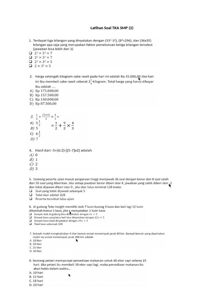 Latihan Soal TKA SMP | PDF