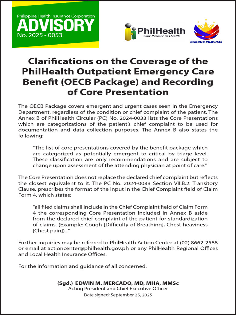 PA 2025-0053 Re Clarifications On The Coverage of The PhilHealth ...