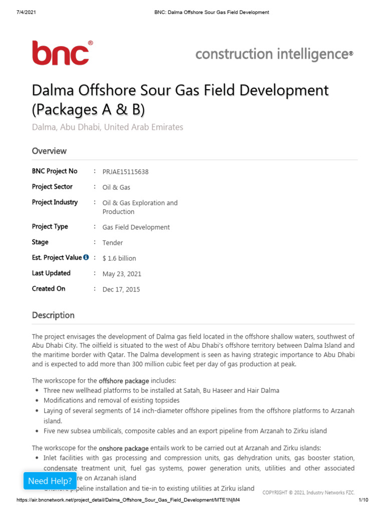 Dalma Offshore Gas Field Project Overview | PDF | Natural Gas