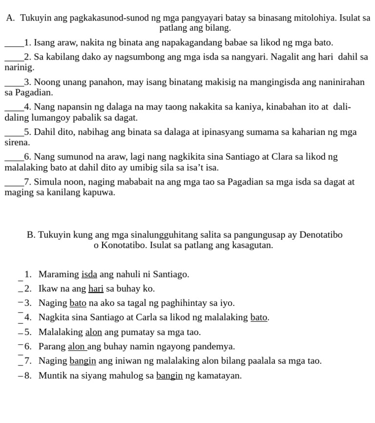 Unang Pagsasanay Grade 5 | PDF