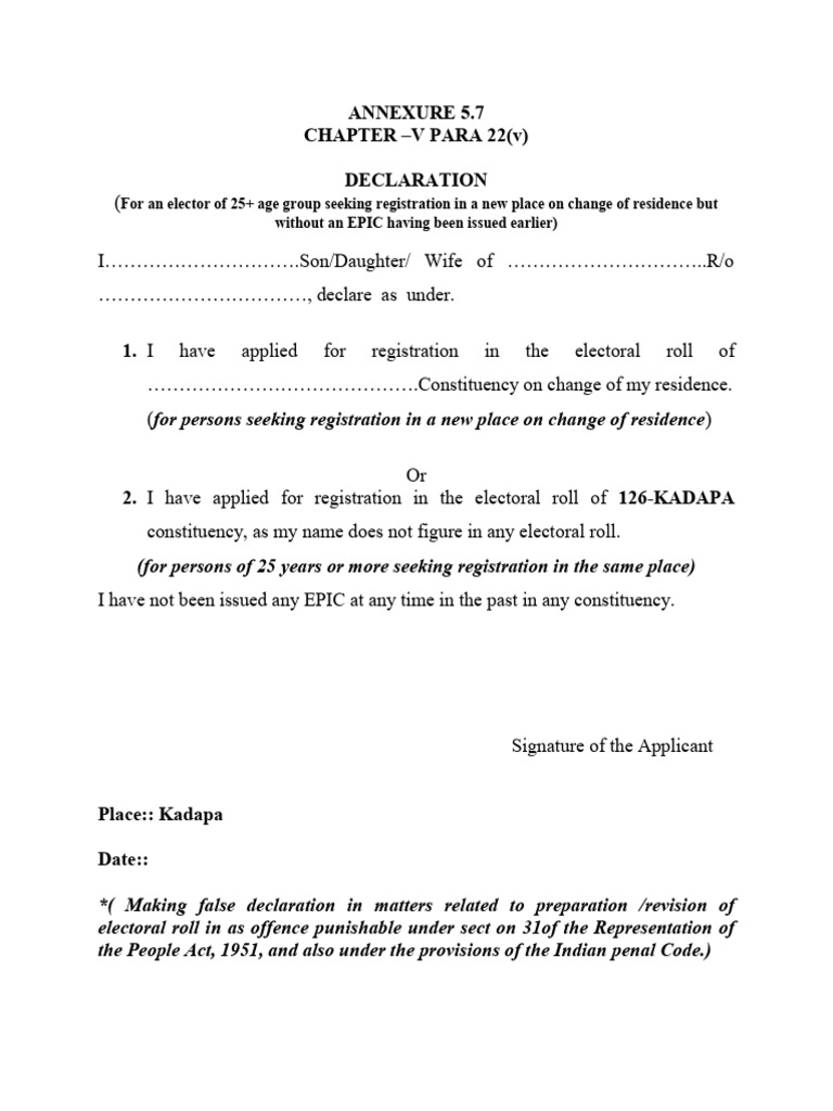 Voter Registration Declaration Form | PDF