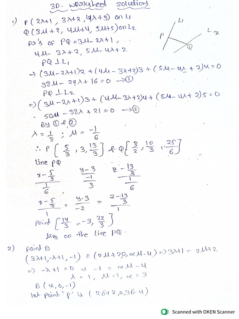 3D Geometry WS Solutions | PDF