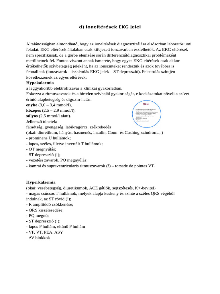 D) Ioneltérések EKG Jelei | PDF
