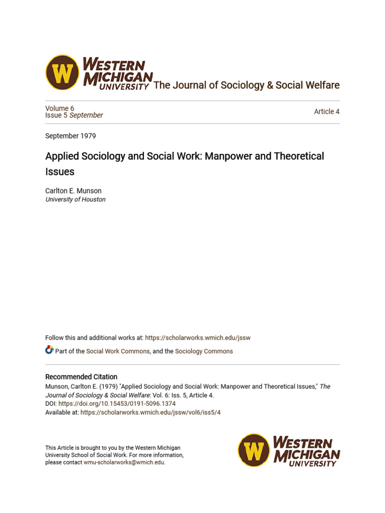 Applied Sociology & Social Work Issues | PDF | Sociology | Social Work