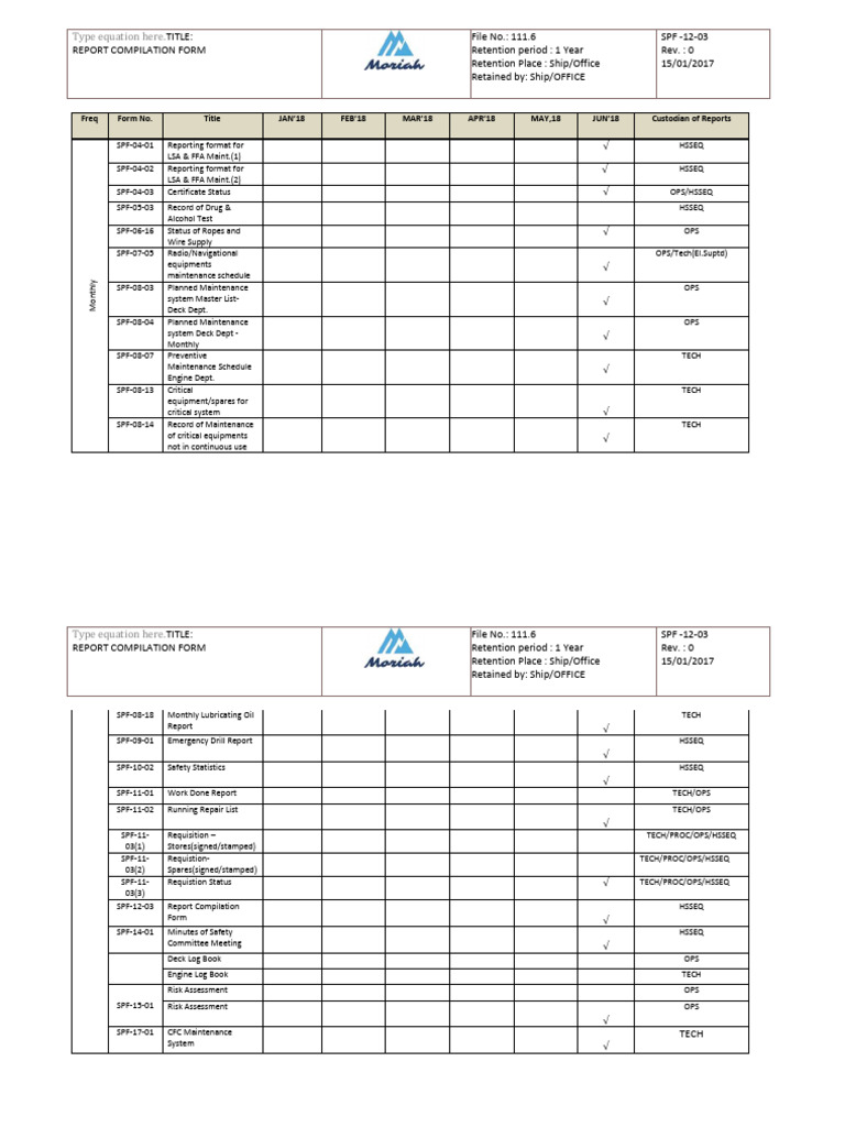 June 89.Spf 12 03 Report Compilation Form | PDF | Watercraft | Water ...