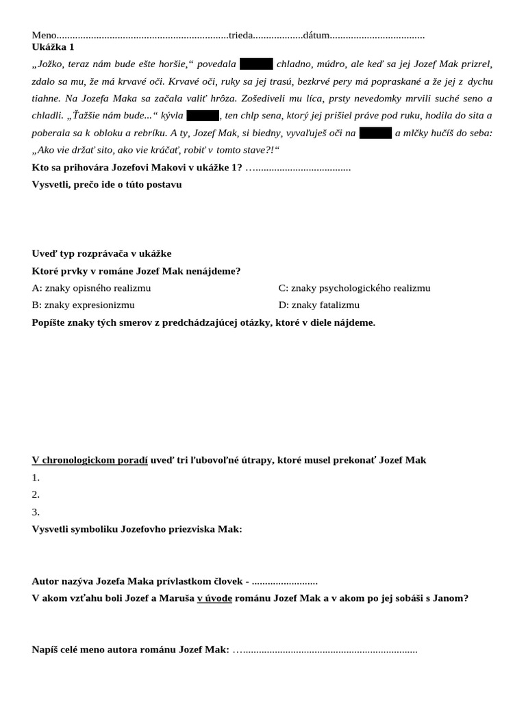 Jozef Mak Písomka | PDF