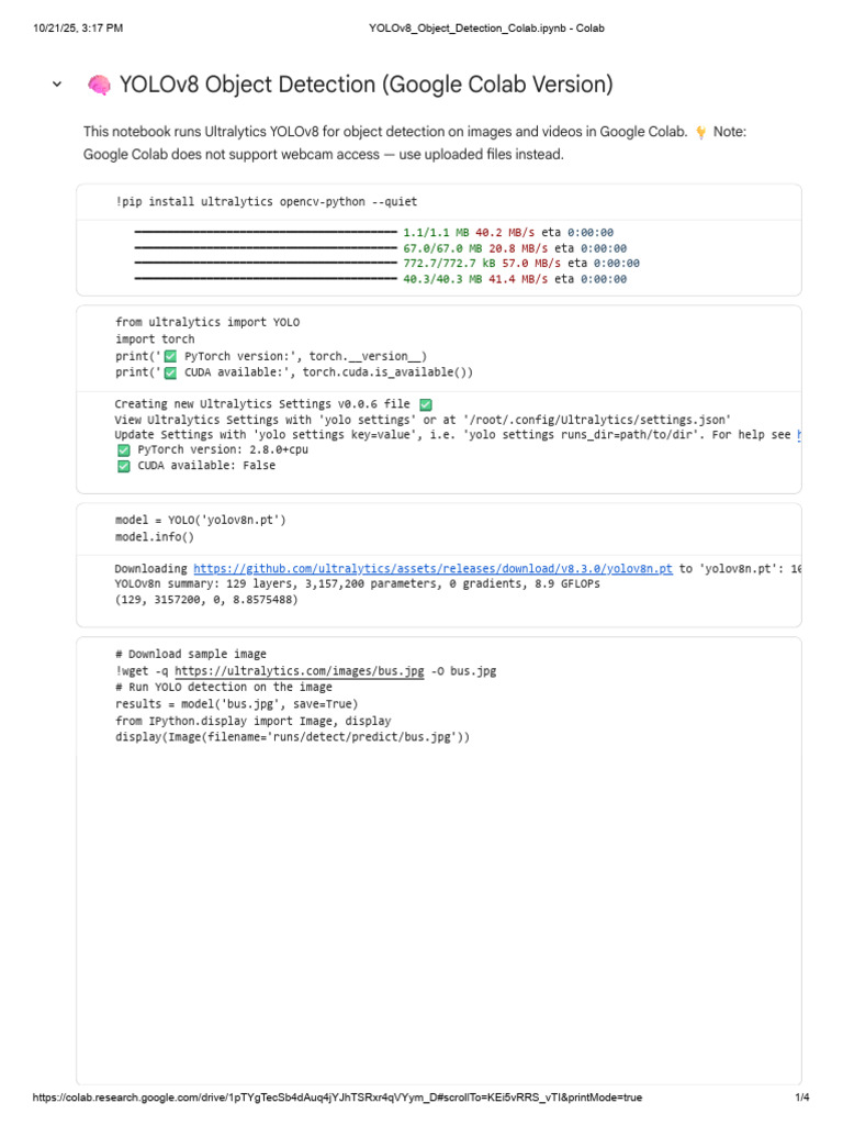 YOLOv8 - Object - Detection - Colab - Ipynb - Colab | PDF | Computer File | Computing