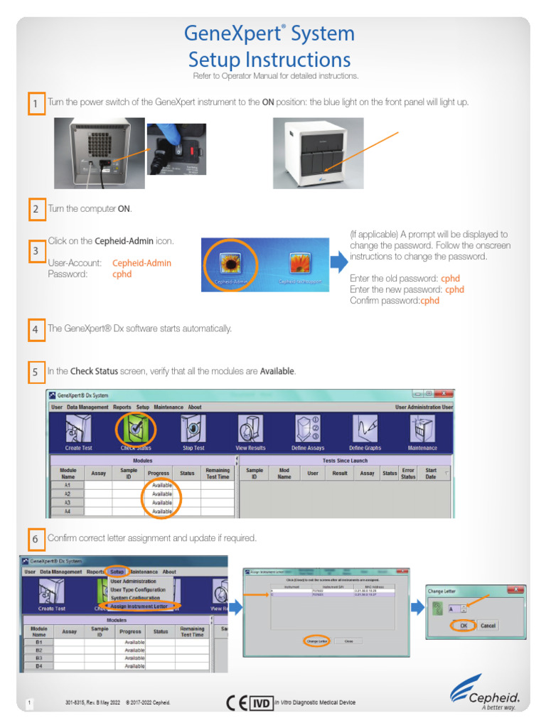 301 8315 Rev B GeneXpert System Setup Instructions | PDF | Password | System Software