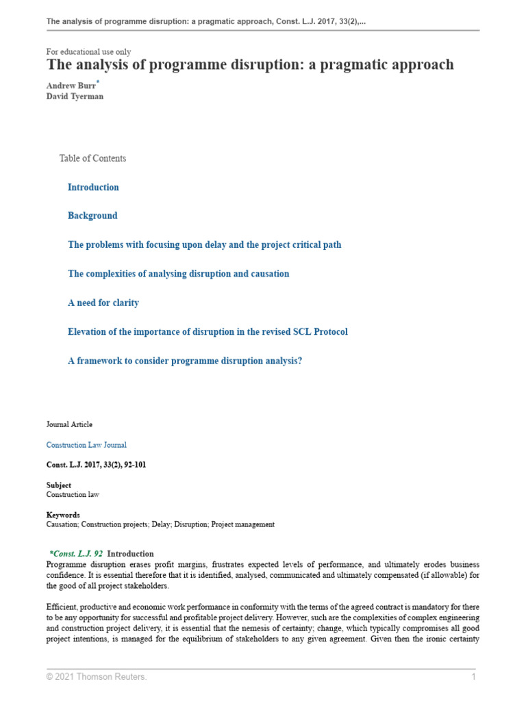Pragmatic Analysis of Programme Disruption | PDF | Causality