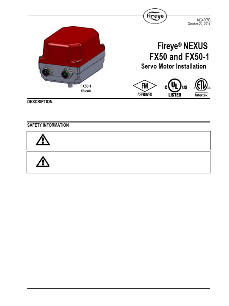 Fireye Nexus FX50 and FX50-1: Servo Motor Installation | PDF ...