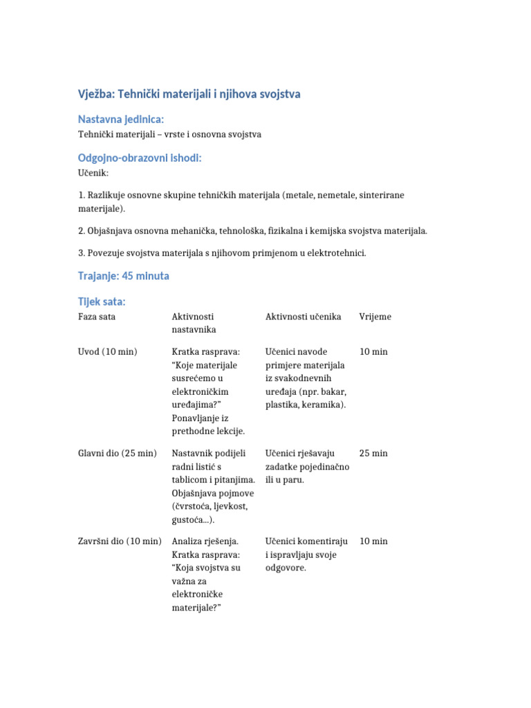 Vjezba Tehnicki Materijali | PDF